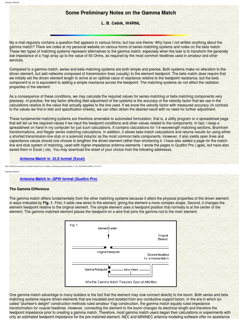 Gamma Match | PDF | Antenna (Radio) | Electrical Impedance