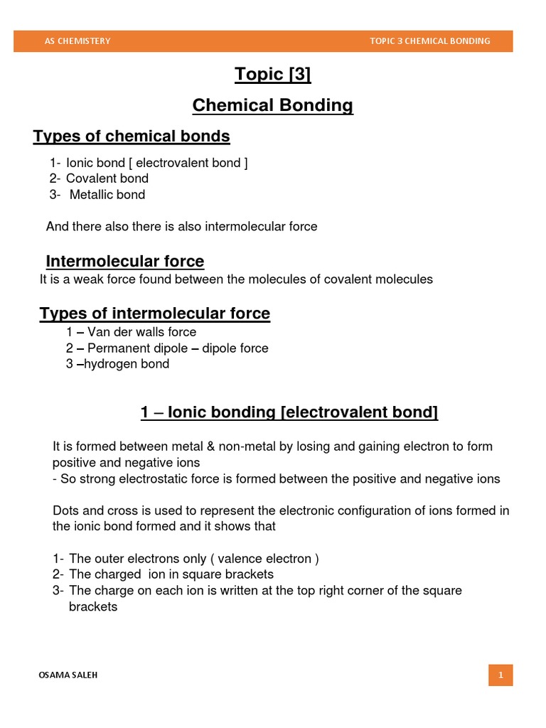 Types of Chemical Bonds: An In-Depth Examination of Ionic, Covalent, Metallic, and ...