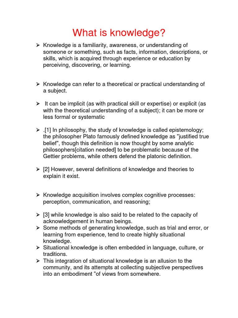 What Is Knowledge? | PDF | Knowledge | Scientific Method
