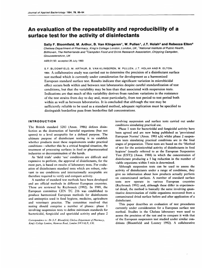 An Evaluation Of The Repeatability And Reproducibility Of A Surface