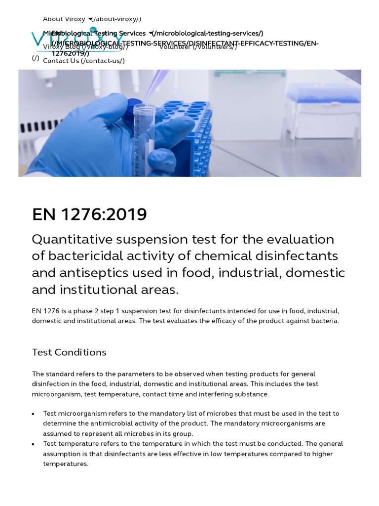 EN 1276-2019 - Suspensión - Bacterias | PDF | Disinfectant | Microorganism