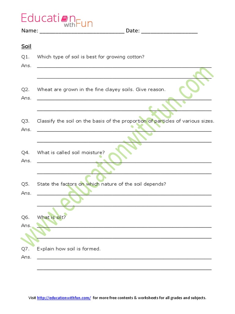 Soil Worksheet 4-1 | PDF