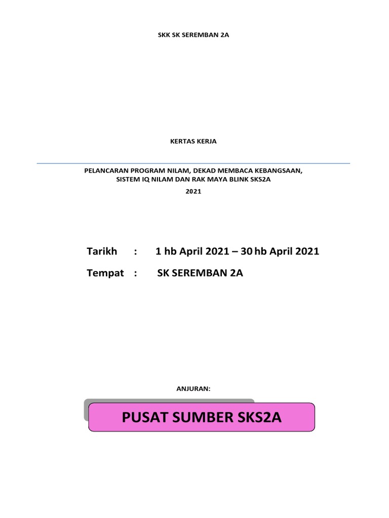 KERTAS KERJA DEKAD MEMBACA DAN PROGRAM NILAM 2021 Format Baru | PDF