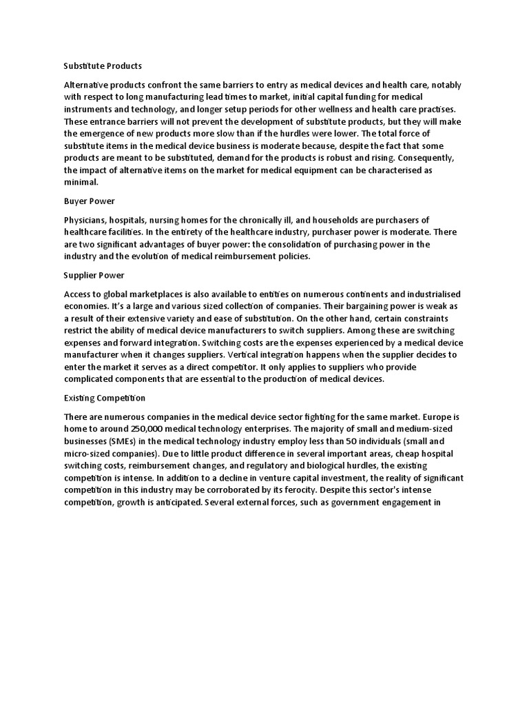 Porter 5 Forces | PDF | Medical Device | Health Care