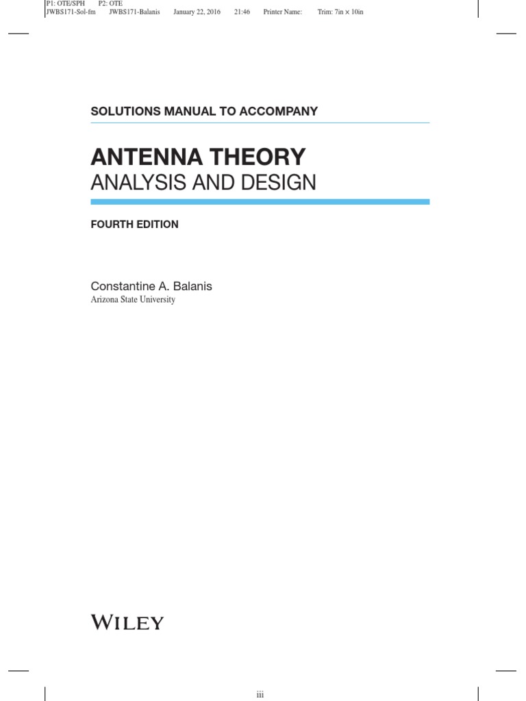 Antenna Theory: Analysis and Design | PDF | Copyright | Electrical Engineering