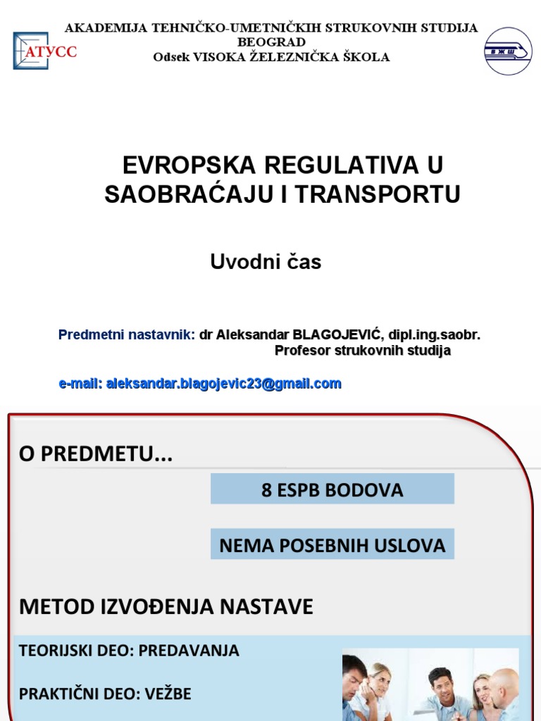 UVODNI ČAS - Evropska Regulativa U Saobraćaju I Transportu-AB - Predavanja | PDF