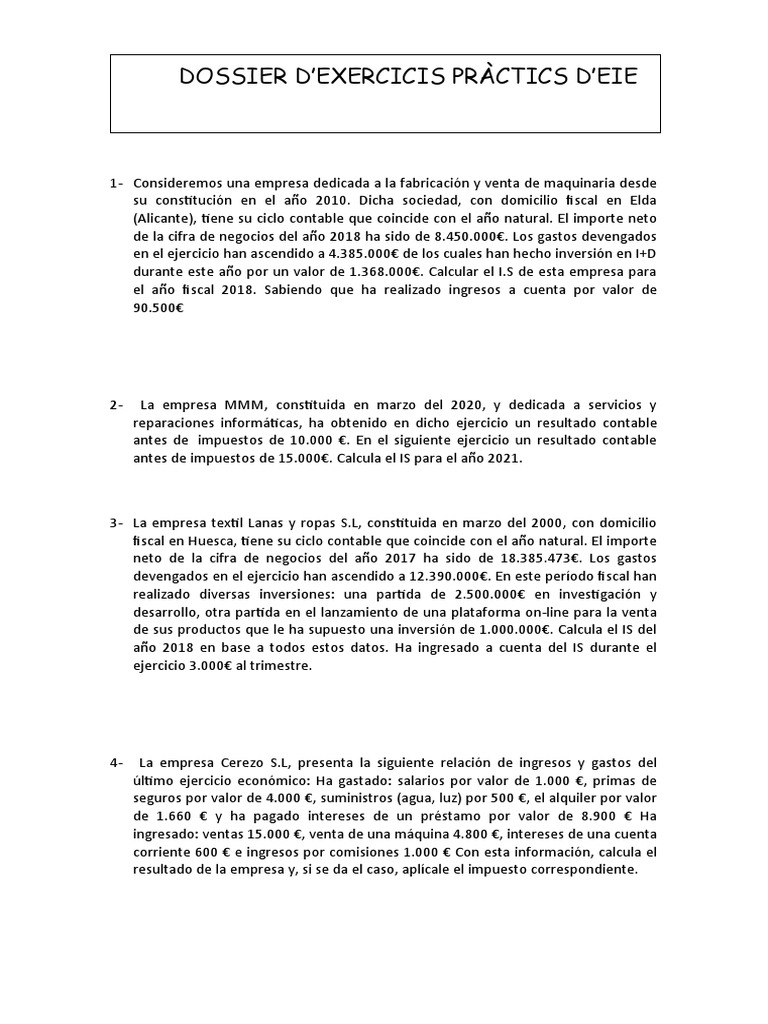 Dossier Ejercicios Practicos 2da Parte Eie | PDF | Salario | Factura