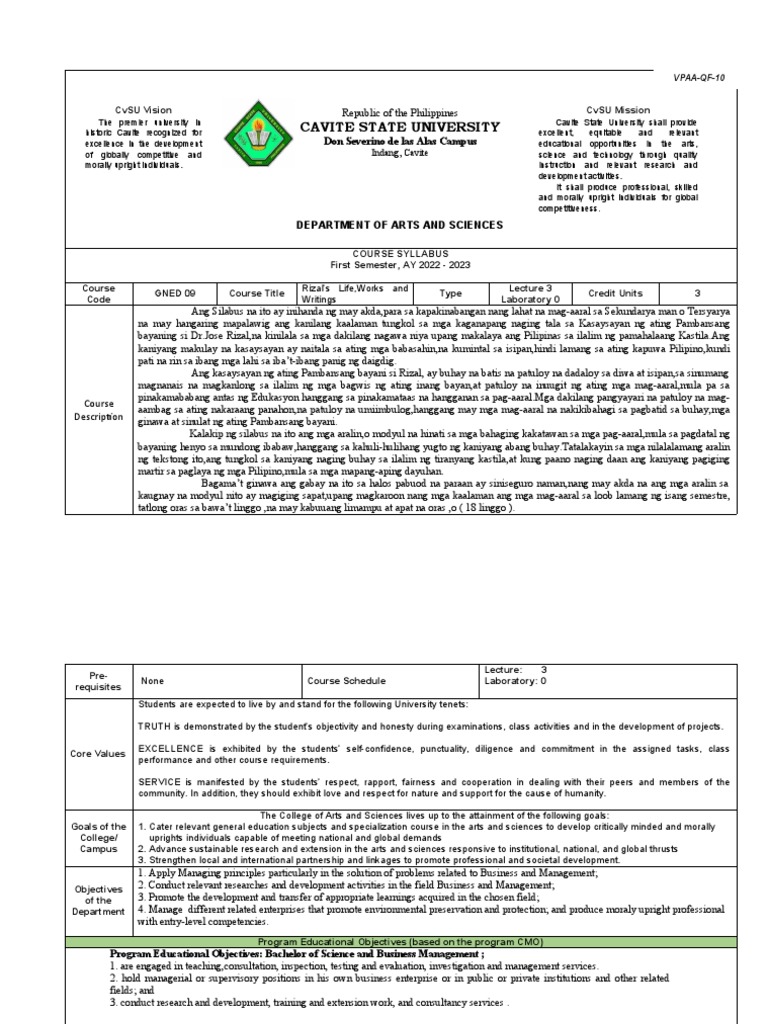 Course-Syllabus GNED-09 | PDF