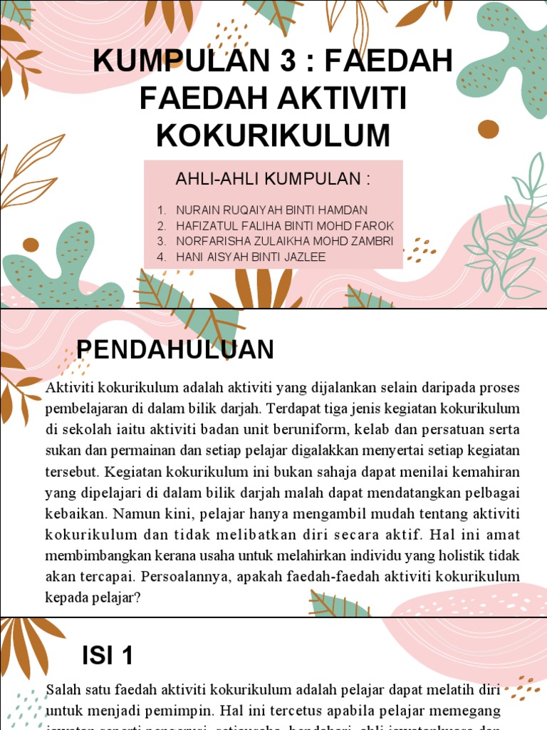Kumpulan 3: Faedah Faedah Aktiviti Kokurikulum | PDF