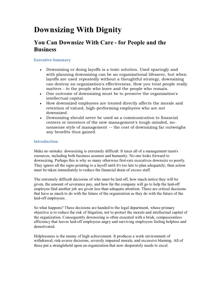 Downsizing With Dignity | PDF | Layoff | Employment