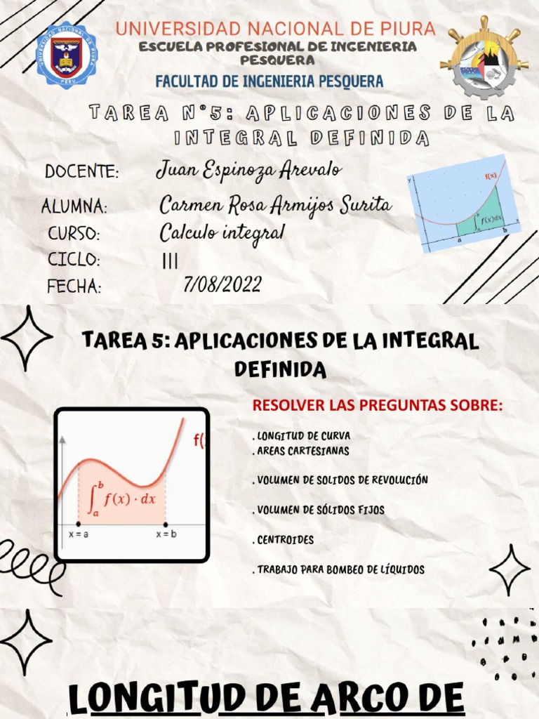 Tarea N°5 Aplicaciones de La Integral Definida | PDF | Integral | Geometria plana)