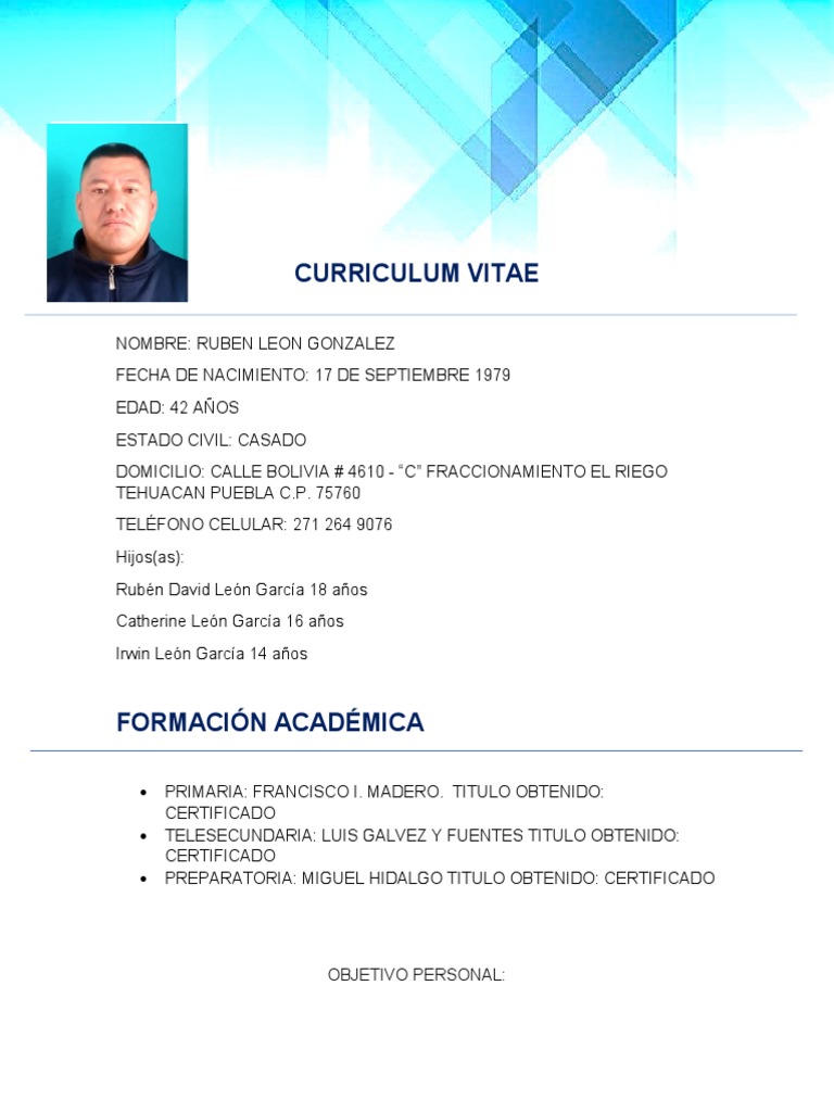 CURRICULUM VITAE RUBEN LEON GONZALEZ. (2) Docx | PDF | México CURRICULUM VITAE RUBEN LEON GONZALEZ. (2) Docx | PDF | México