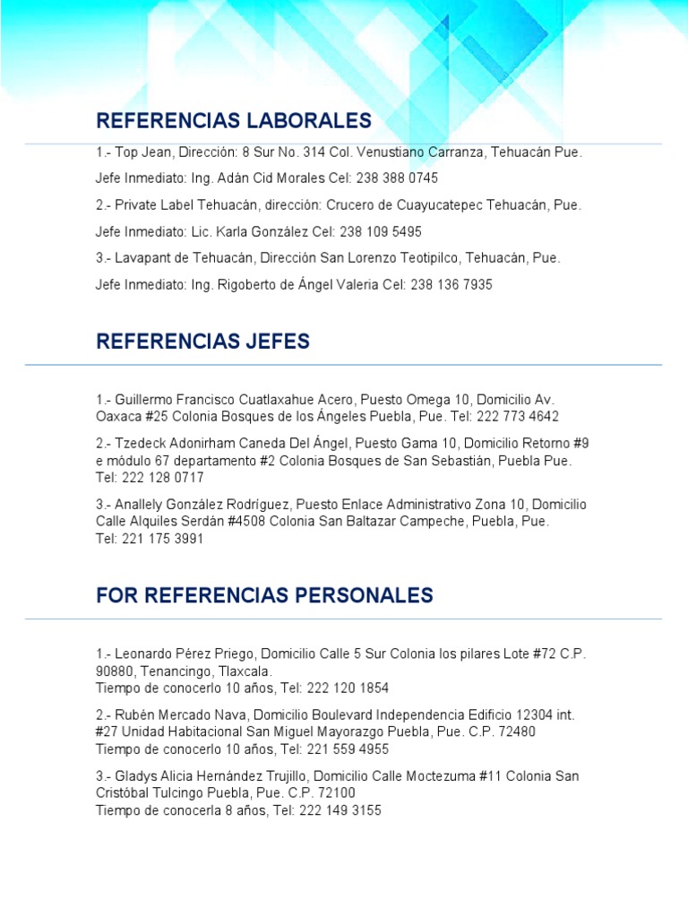 Referencias Laborales | PDF