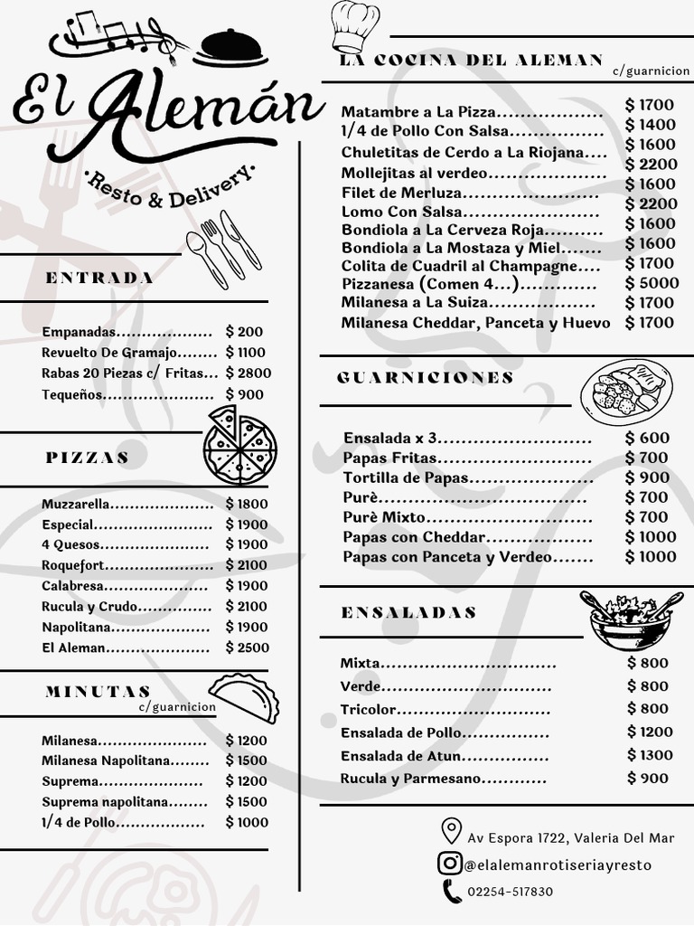 Menú de El Alemán en Valeria del Mar | PDF