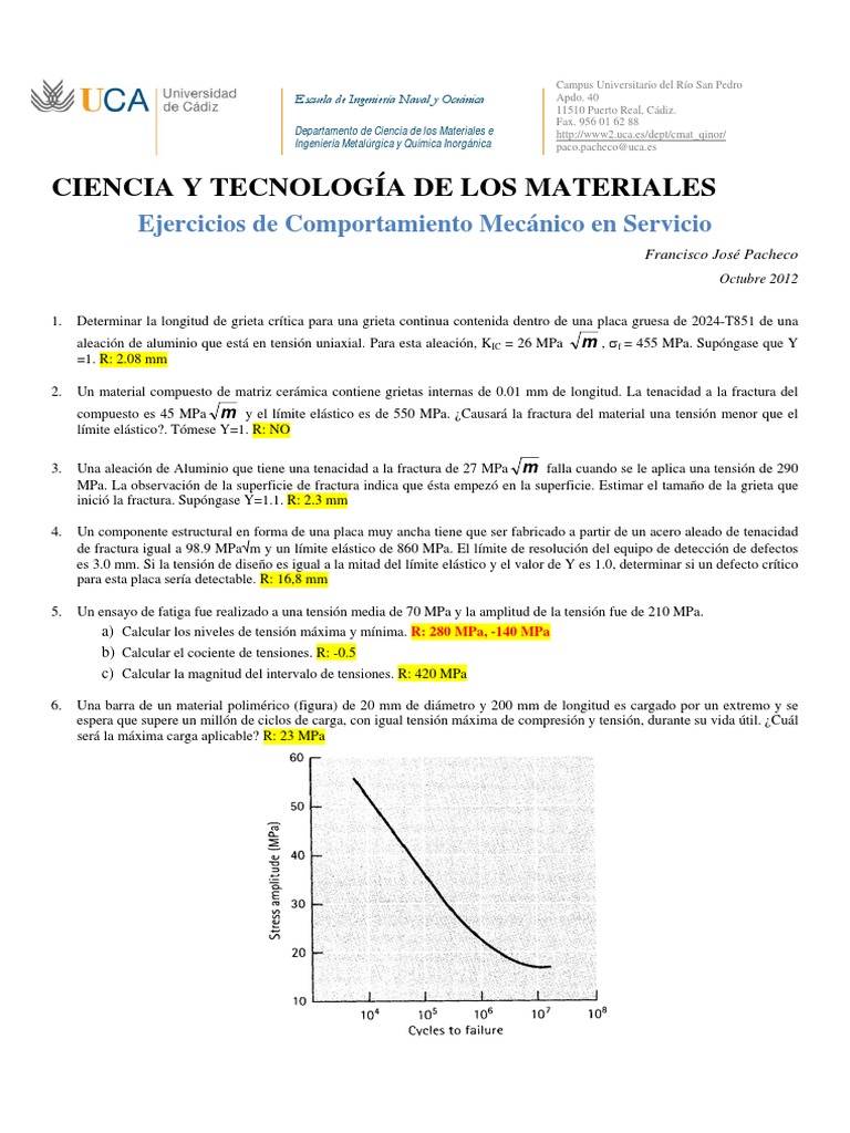 Ejercicios Rotura - 12 - 13 | PDF | Fractura | Fatiga (material)