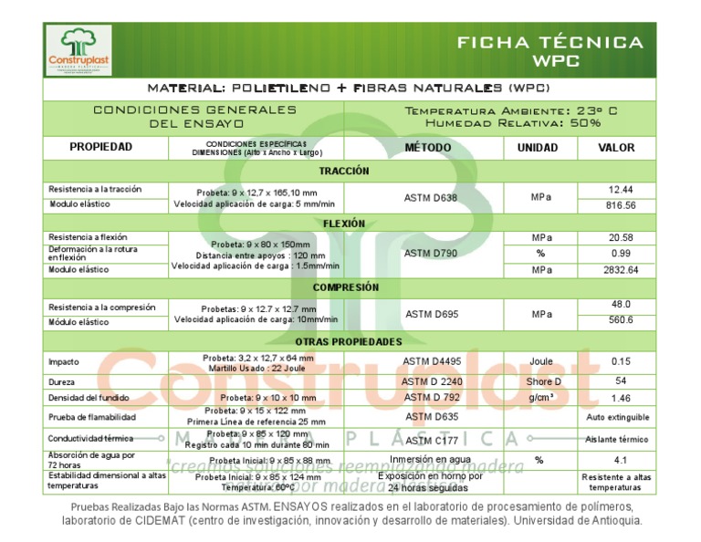 Ficha Técnica - Material WPC (MATERIAL) TABLA RANURADA. | PDF | Química ...