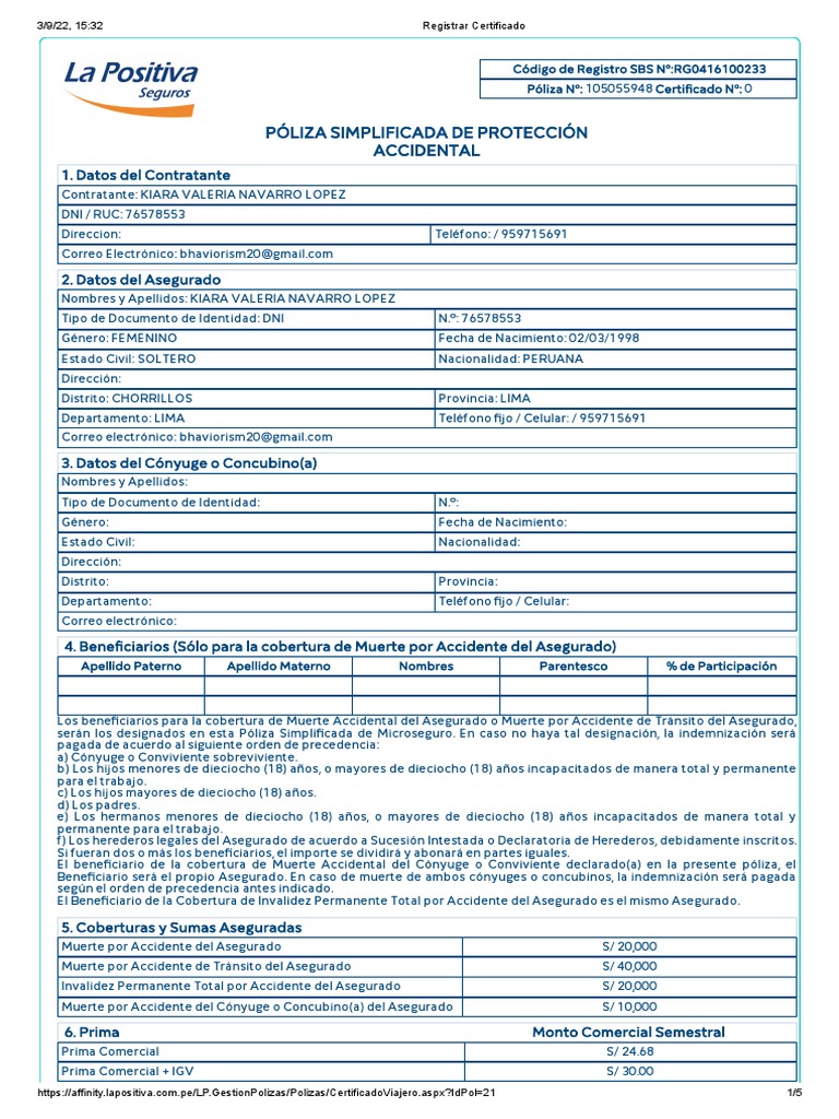 POLIZA DE SEGURO | PDF | Póliza de seguros | Seguro