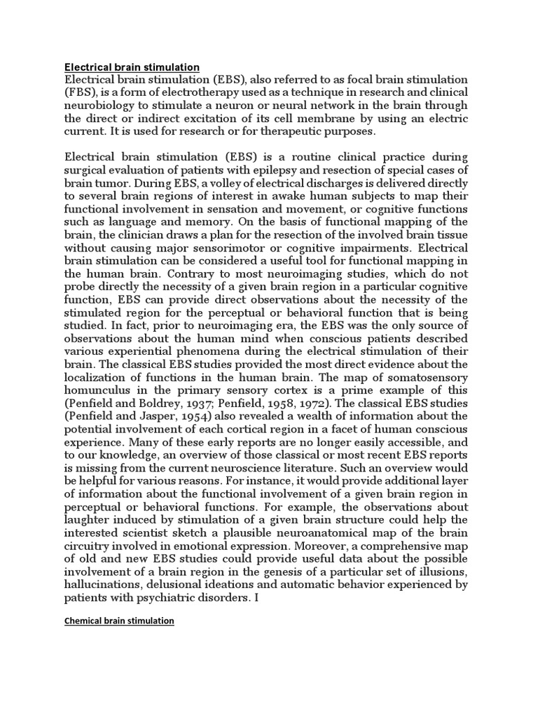 Electrical Chemical Brain Stimulation | PDF | Chemical Synapse ...