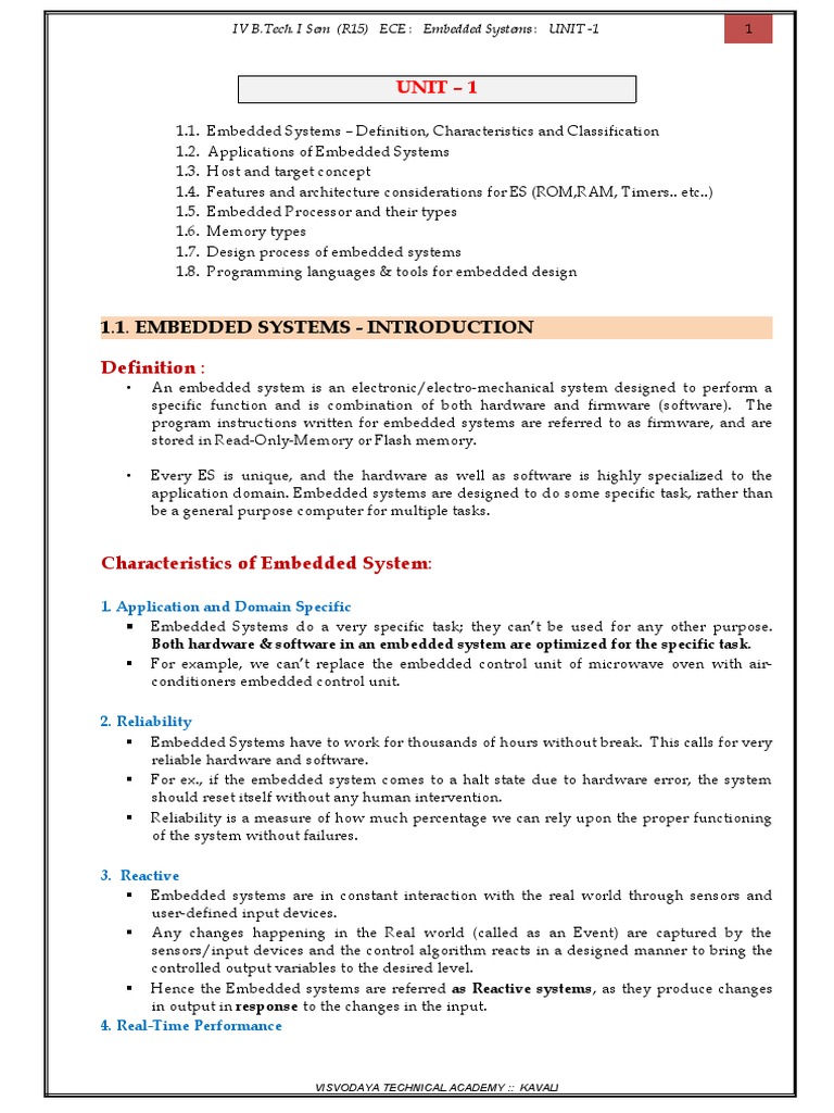 Es Notes Unit 1 | PDF | Read Only Memory | Random Access Memory