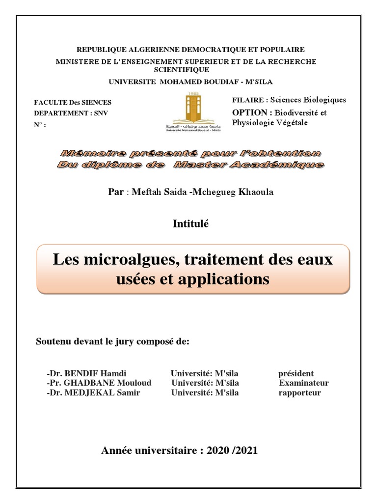Memoire Final | PDF | Algue | Aquaculture