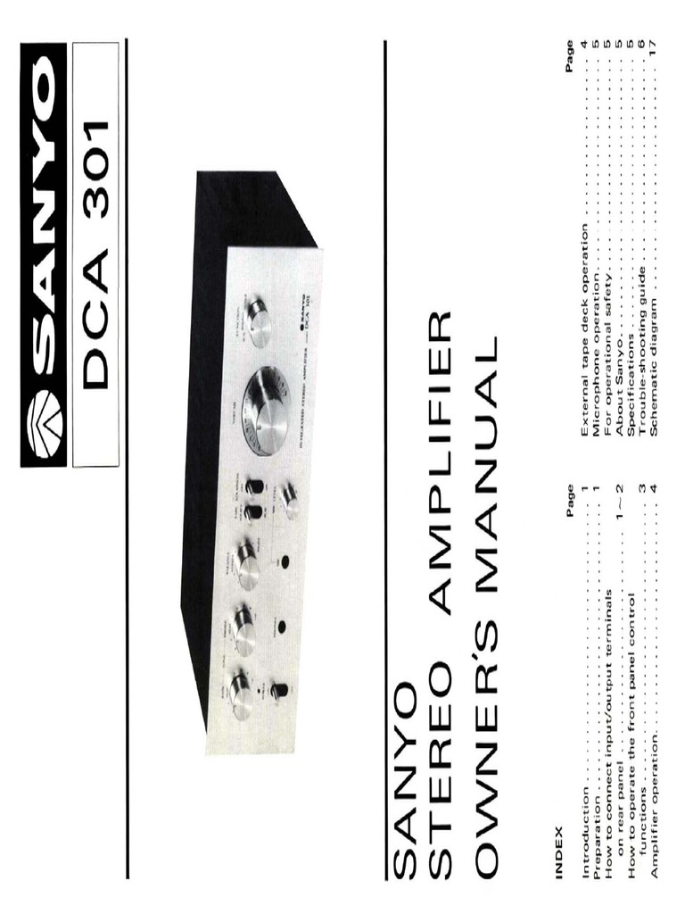 Sanyo DCA 301 Owners Manual | PDF