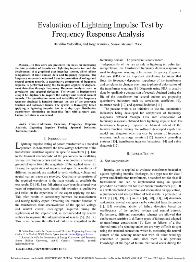 Evaluation of Lightning Impulse Test by Frequency Response Analysis ...