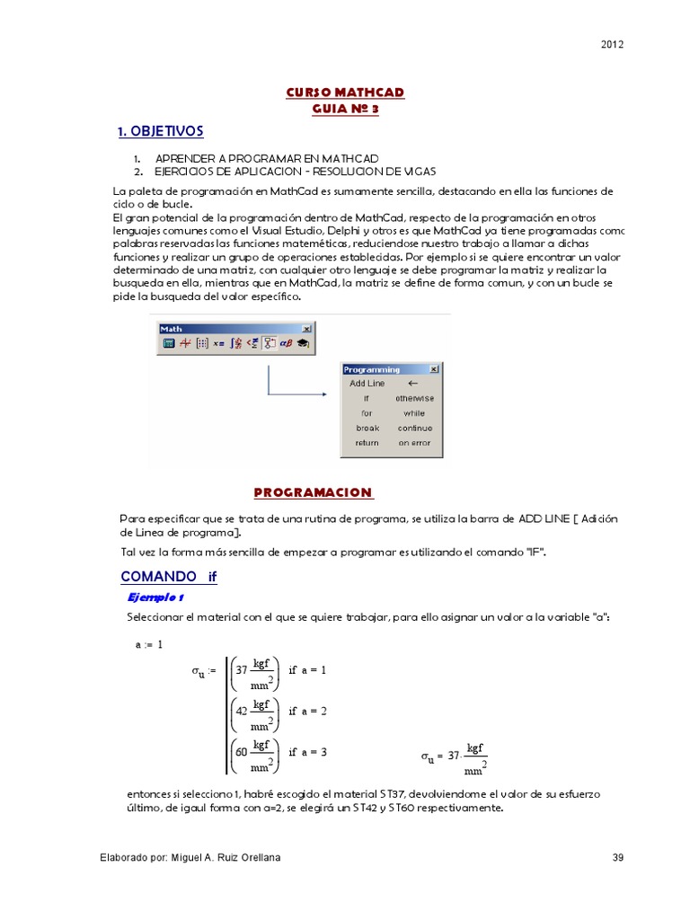Programación en MathCad: Guía Completa | PDF | Lenguaje de programación | Lógica matemática