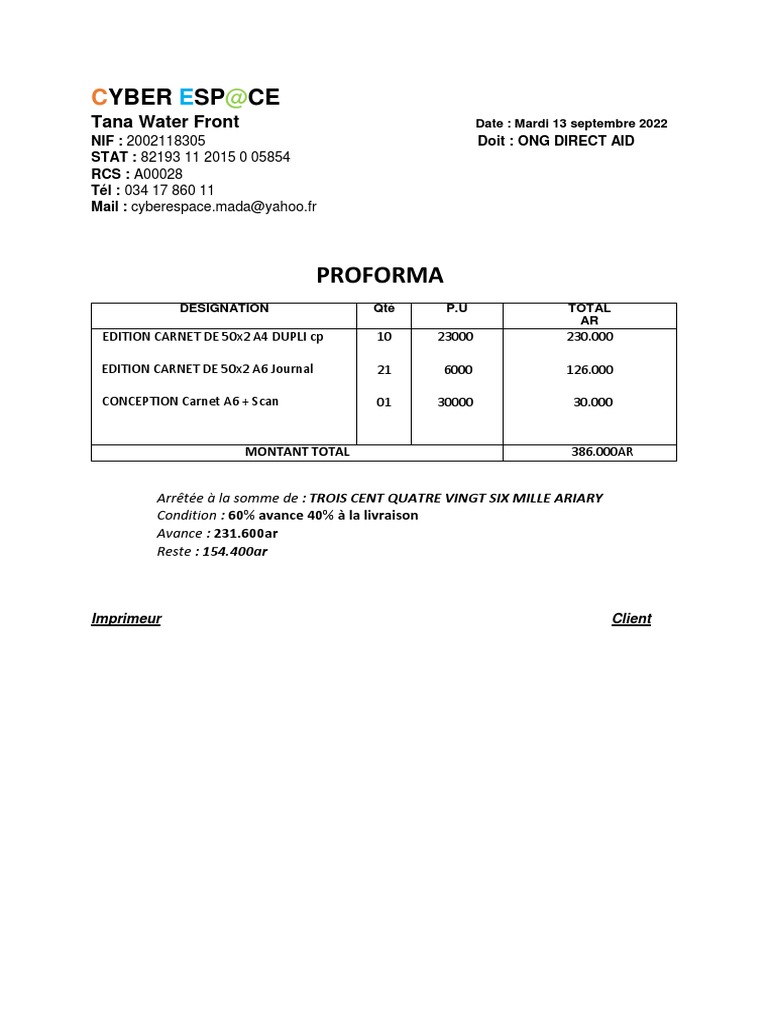 Proforma 130922 | PDF