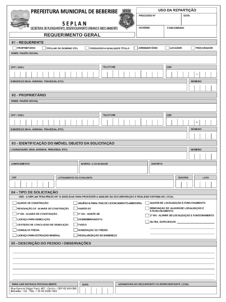 FORMULARIO PADRÃO | PDF