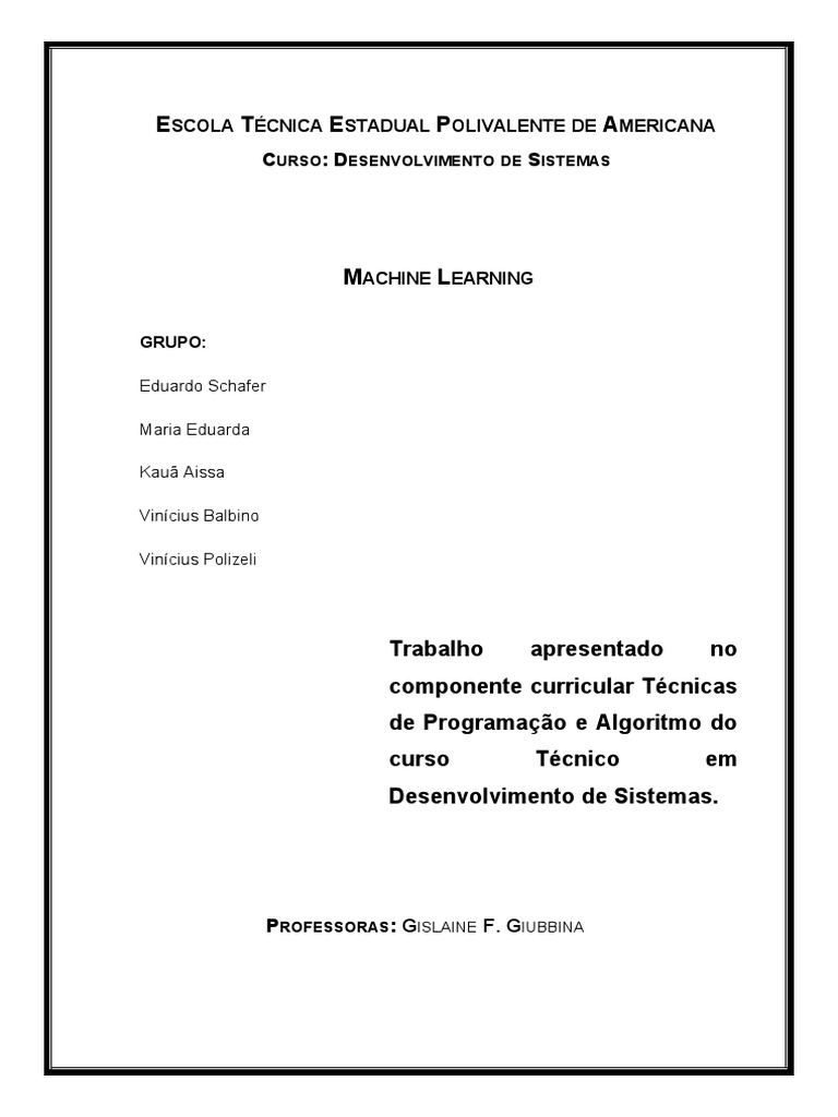 Machine Learning | PDF | Aprendizado de máquina | Ciência cognitiva