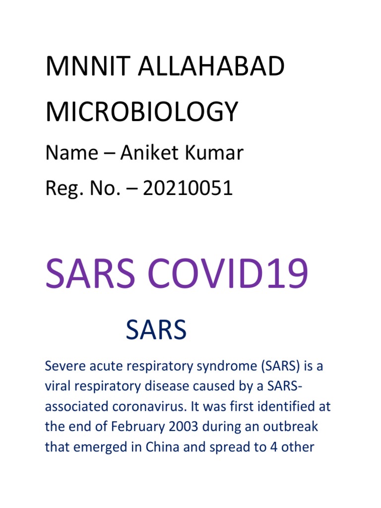 Aniket - Kumar 2 20210051 Sars - Covid19 | PDF | Infection | Virus