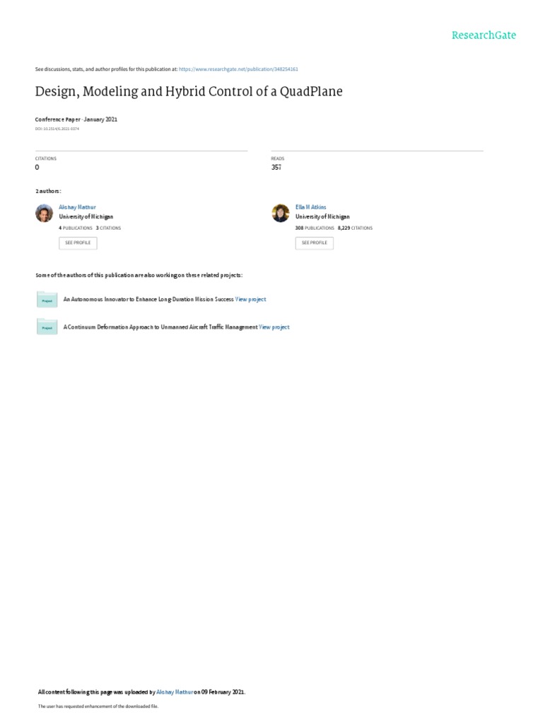 QuadPlane Design for Urban Air Mobility | PDF | Rotation Around A Fixed ...