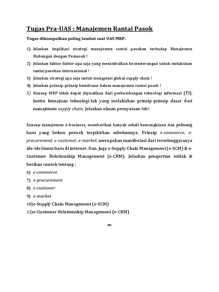 Tugas Uas Manajemen Rantai Pasok | PDF | Bisnis | Komputer