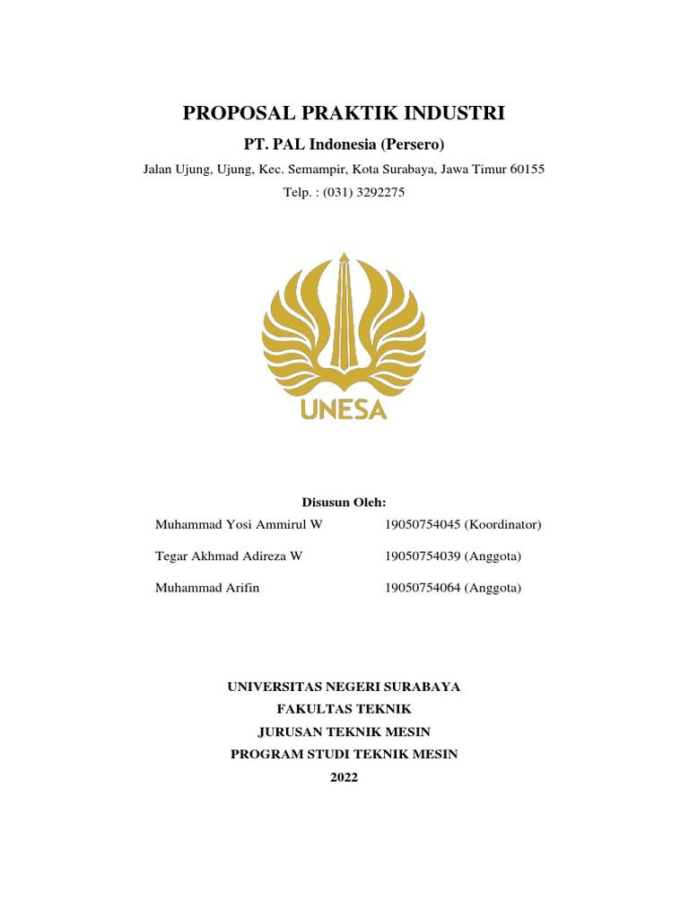 Proposal Praktik Industri di PT. PAL | PDF | Bisnis | Komputer