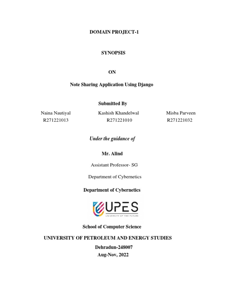 Synopsis - Note Sharing Application Using Django | PDF | Evernote ...