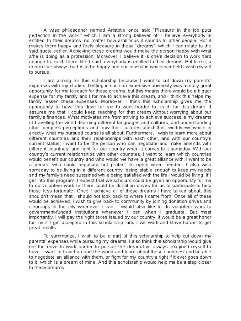 Example of Scholarship Essay | PDF | Volunteering | Psychology
