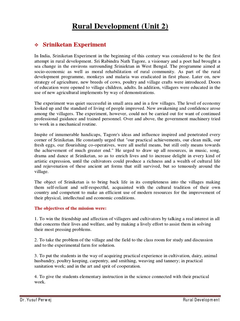 Rural Development Unit 2 | PDF | Mahatma Gandhi | Agriculture