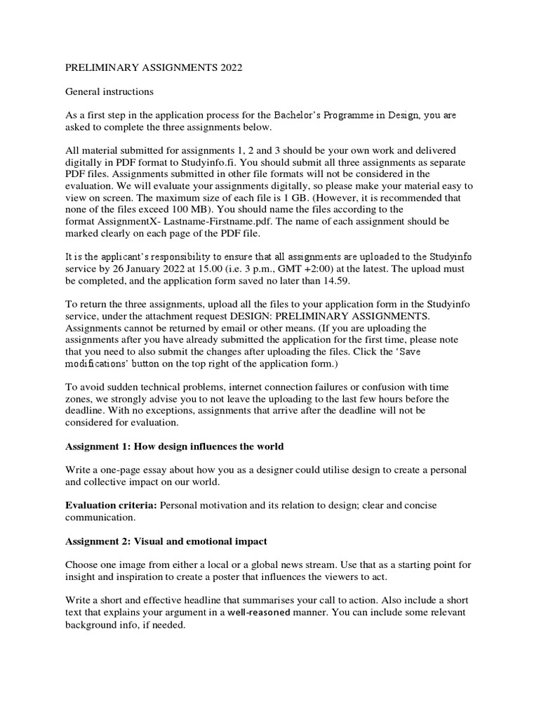 Design Preliminary and Intake Assignments 2022 | PDF | Thought | Empathy