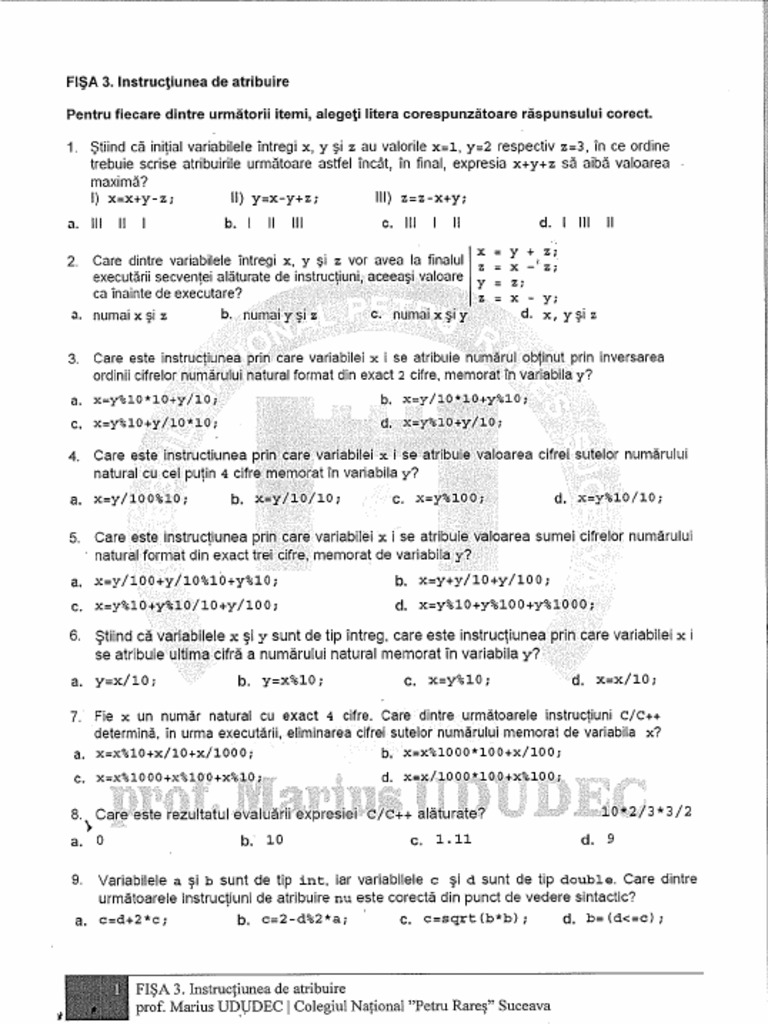 Fisa 3 Instructiunea de Atribuire | PDF