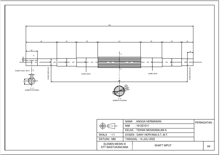 Sumbu Bantalan dan Gear pada Shaft Input | PDF