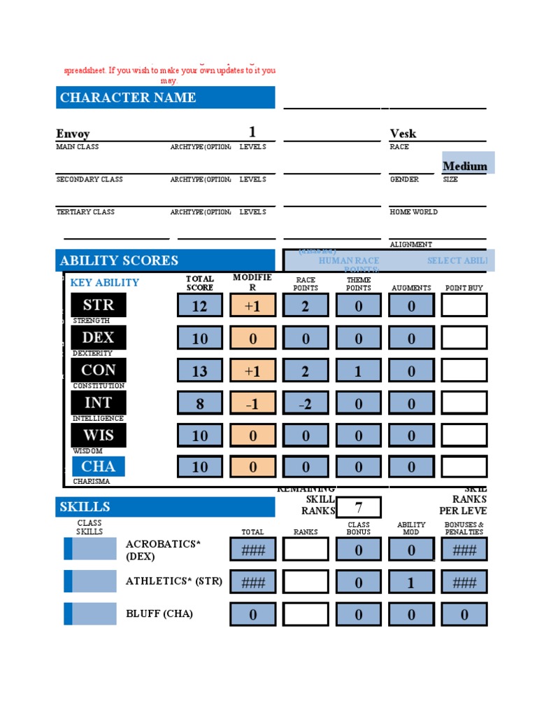 Copia de Starfinder Character Sheet | PDF | Gaming | Role Playing Games