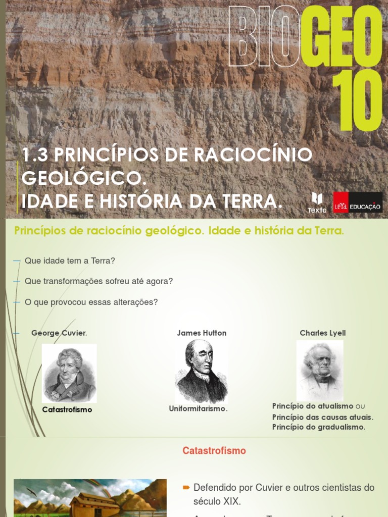 1.3 Princípios de Raciocínio Geológico. Idade e História Da Terra | PDF | Fóssil | Geologia