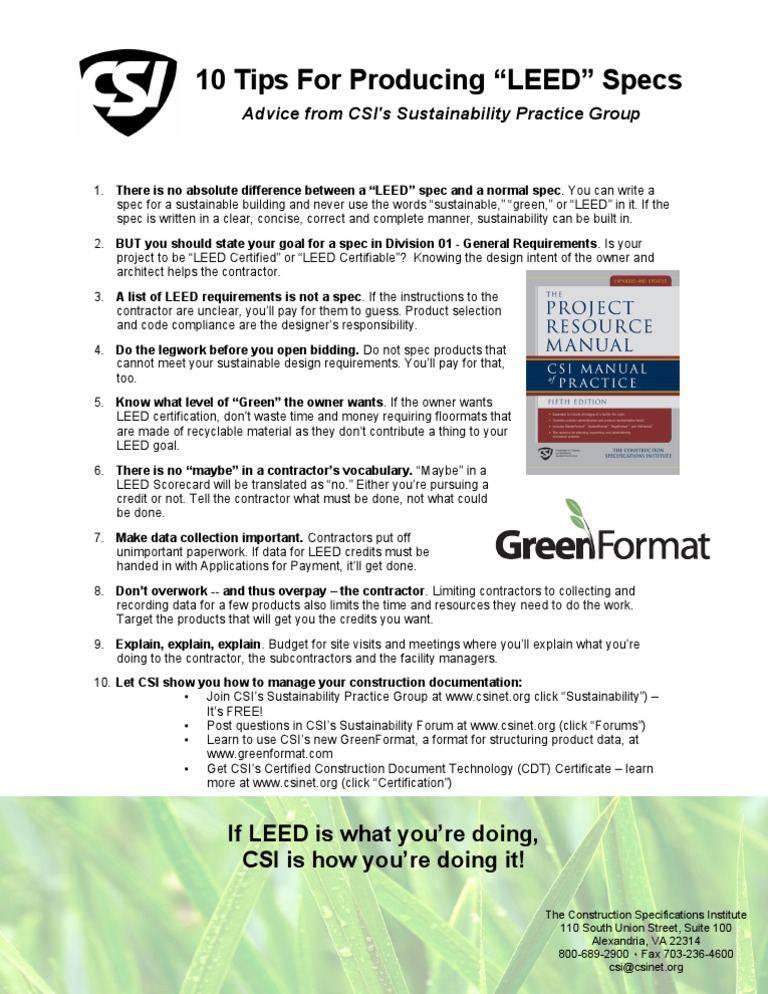 10 Tips For LEED Specifications | PDF