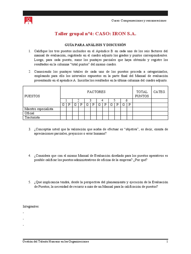 Formato Taller Grupal 04 | PDF