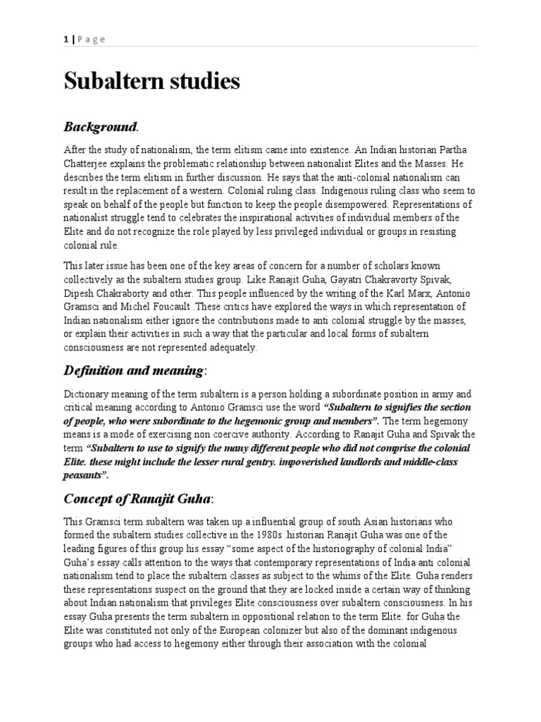 Subaltern Studies | PDF | Postcolonialism | Philosophical Movements