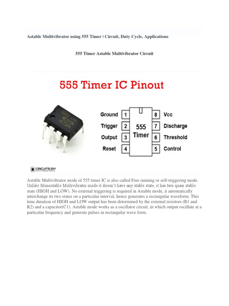 Astable Multivibrator using 555 Timer | PDF | Electronic Engineering | Computer Engineering