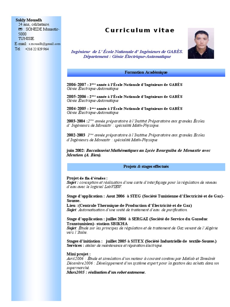 CV Sakli Mouadh | PDF | Électronique | Informatique