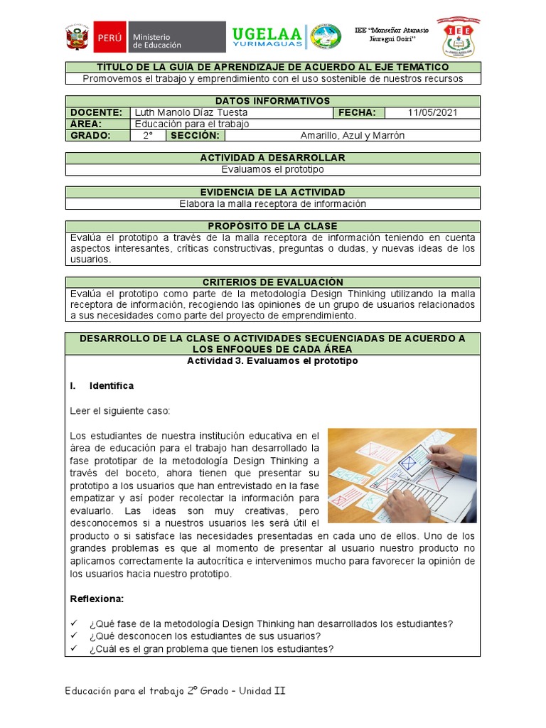 EPT 2° - Experiencia de aprendizaje 2-Actividad 3 | PDF | Evaluación | Aprendizaje