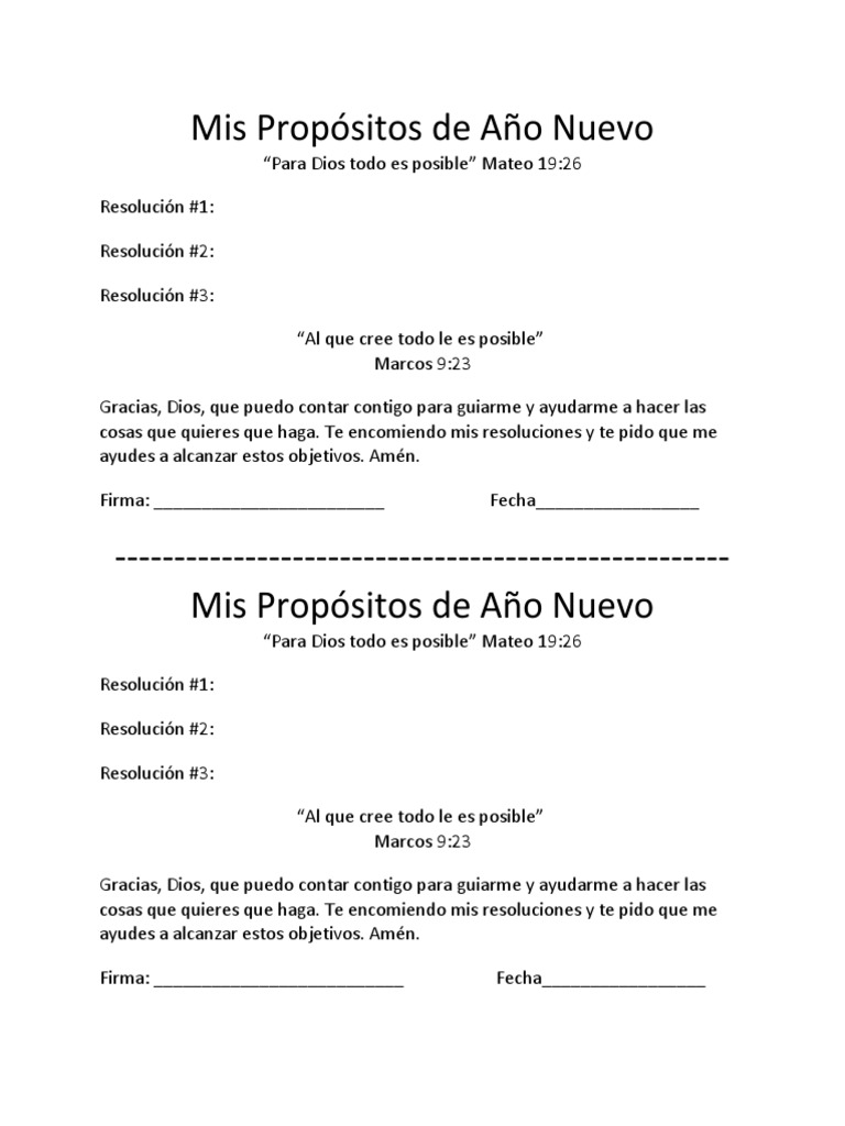 Mis Propósitos de Año Nuevo | PDF