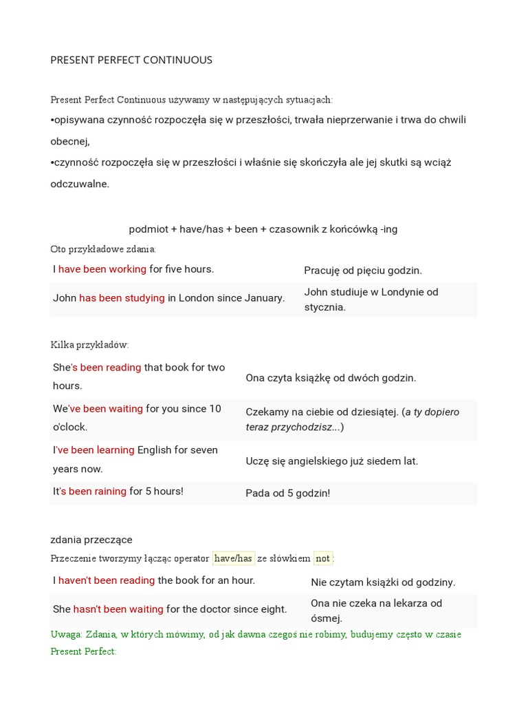 Present Perfect Continuous | PDF